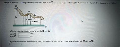 Solved A Block Of Mass M 350 Kg Is Released From Rest From Point