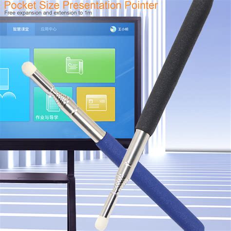 Naierhg 1m Pointer Pen Telescopic Felt Nib Hand Lanyard Stainless Steel Teacher Whiteboard