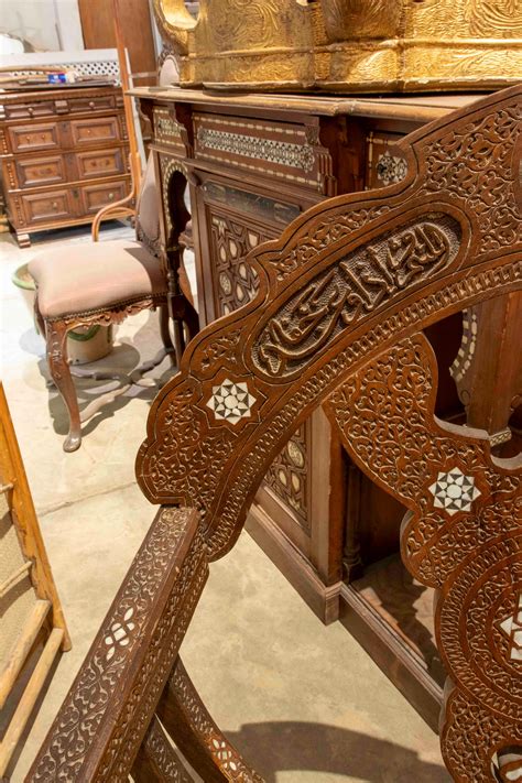 Moorishislamic Style Antique Folding Chair Made Of Carved Wood With