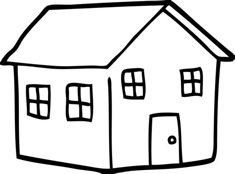 Line Drawing Cartoon House 12162418 Vector Art At Vecteezy