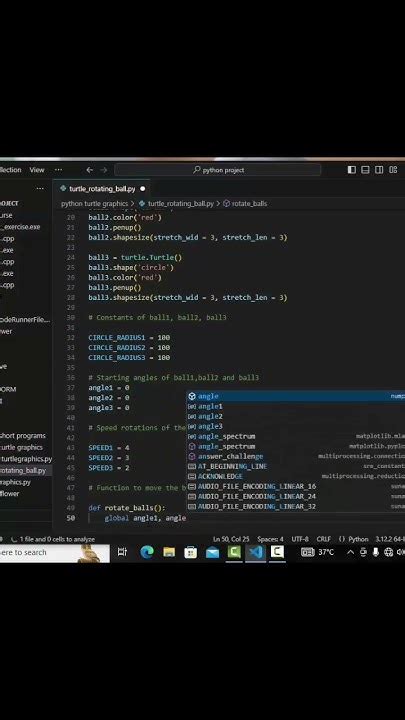 Three Ball Rotation Using Python ♥️ With Short Lines Of Code Shortvideo Viralshorts