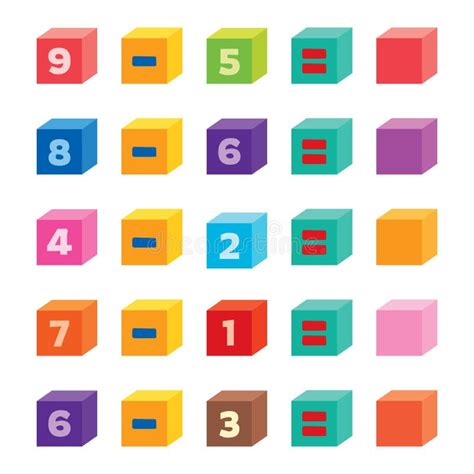 Math Exercise With Colorful Cubes Stock Illustration Illustration Of
