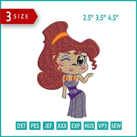 Chibi Megara Embroidery Design Files 3 Sizes Online Embroidery Designs