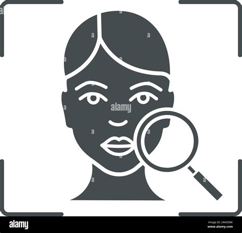 Face Scanning Glyph Icon Silhouette Symbol Facial Recognition Human Head And Magnifying Glass