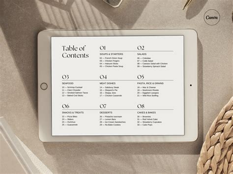 Table Of Contents Cookbook Template Recipe Book Template Editable Table Of Contents Etsy