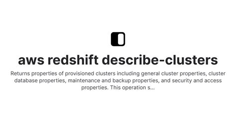 Aws Redshift Describe Clusters Fig