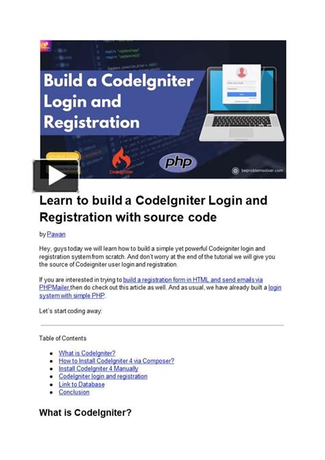 PPT Learn To Build A CodeIgniter Login And Registration With Source Code PowerPoint