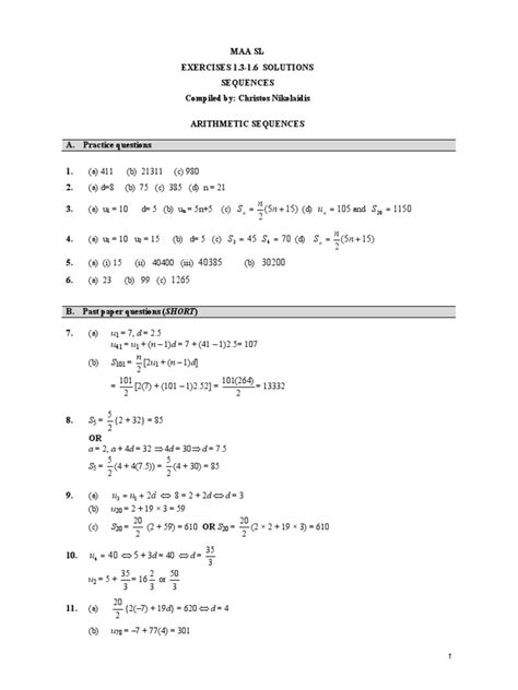 Maa Sl 1 3 1 6 Sequences Solutions Download Free Pdf Number Theory Elementary Mathematics