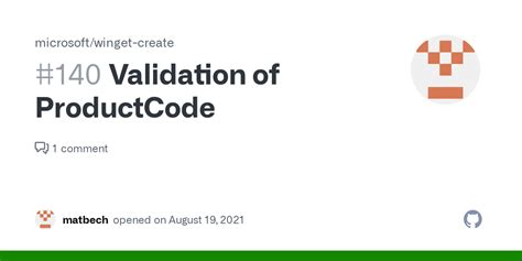 Validation Of Productcode · Issue 140 · Microsoftwinget Create · Github