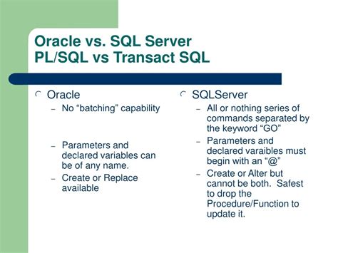 Ppt A Comparative Look At Sql Server And Oracle Database Structures Powerpoint Presentation
