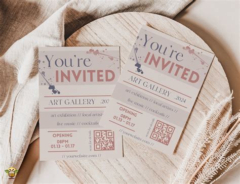 Editable Art Gallery Invitation Template Modern Event Invite Digital