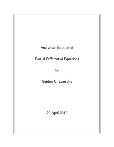 Analytical Solution Of Partial Differential Equations Gordon Everstine
