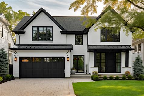 White Houses With Black Garage Doors Timeless Elegance And Practical