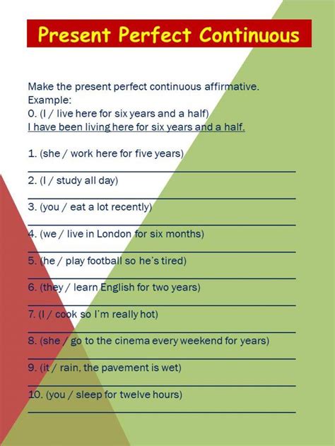Present Perfect Continuous Worksheet Live Worksheets Worksheets Library