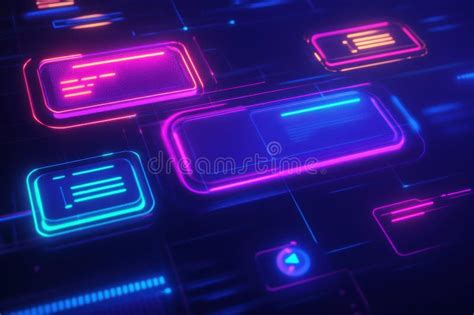 Floating Message Bubbles And Glowing Notifications In A Vibrant Social Media Chat Interface At