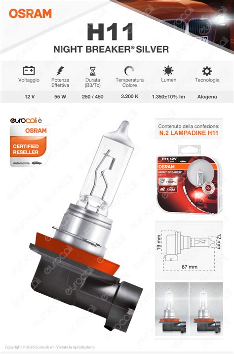 Acquista Osram Night Breaker Silver 55W - 2 Lampadine H11