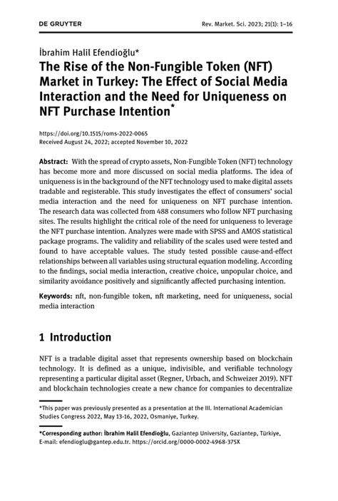 Pdf The Rise Of The Non Fungible Token Nft Market In Turkey The Effect Of Social Media