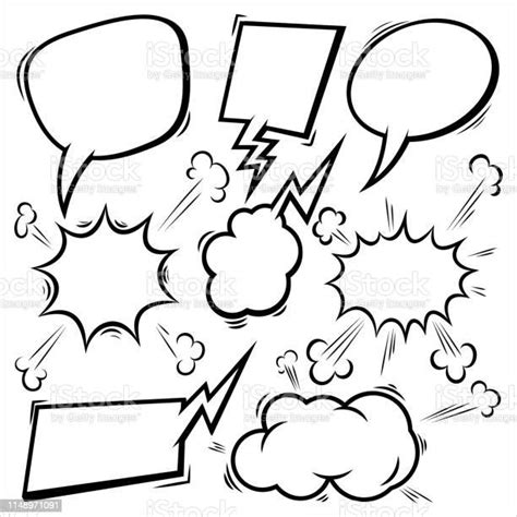 빈 만화 연설 거품의 집합입니다 포스터 카드 배너 전단지에 대 한 디자인 요소입니다 벡터 일러스트 고풍스런에 대한 스톡 벡터