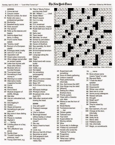 The New York Times Gothic Crossword Puzzle Brain Teaser Activities