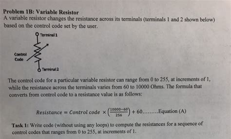 Solved Problem B Variable Resistor A Variable Resistor Chegg Com