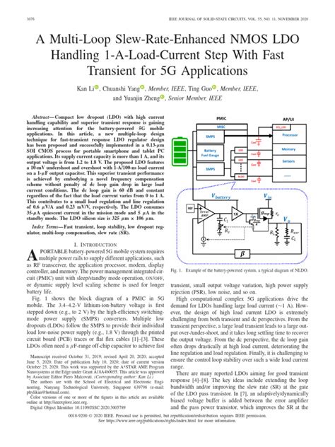 A Multi Loop Slew Rate Enhanced Nmos Ldo Handling 1 A Load Current Step