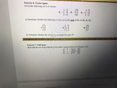 solved exercise 6 vector spans given the following set s of
