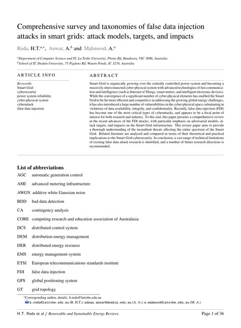 Pdf Comprehensive Survey And Taxonomies Of False Data Injection