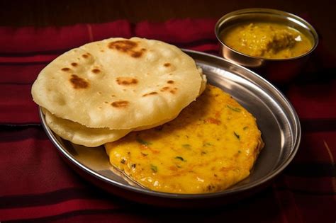 Poori And Sobji With A Touch Of Saffron Strands Premium Ai Generated