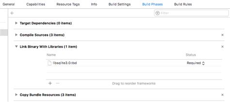 Ios Installation Error Sqlite In Xcode Stack Overflow