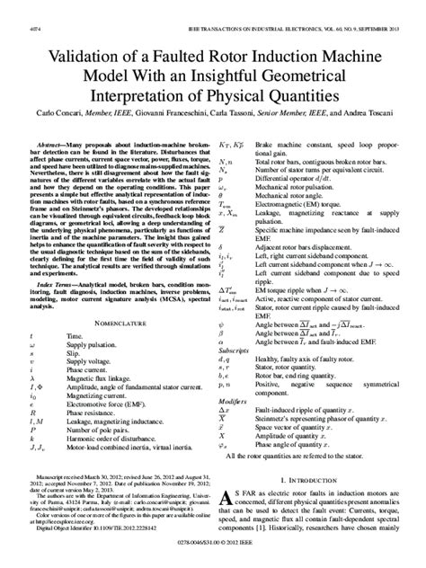 Pdf Validation Of A Faulted Rotor Induction Machine Model With An Insightful Geometrical
