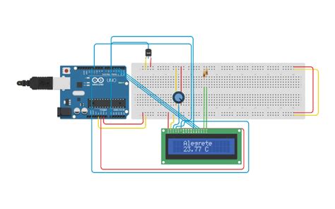 Circuit Design Display Lcd Com Sensor De Temperatura Tinkercad
