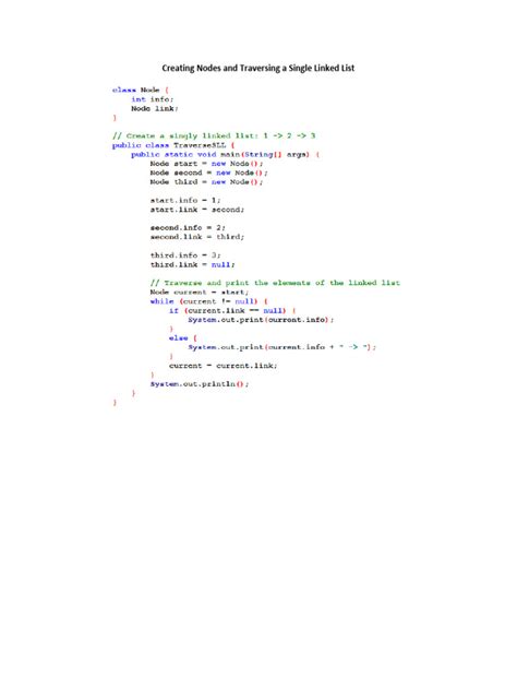creating nodes and traversing a single linked list program pdf