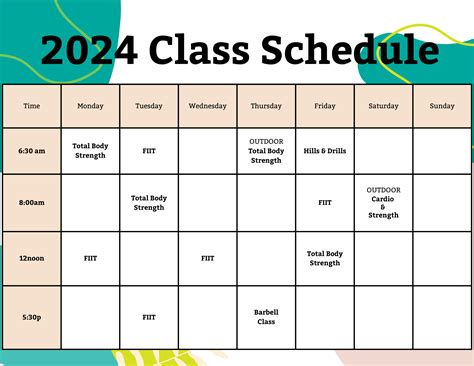 2024 Class Schedule — Mission Fit