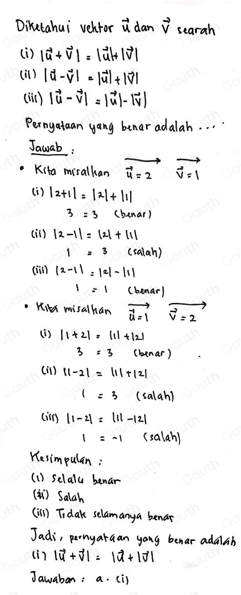 solved 9 diketahui vektor vector u dan vector v searah i vector u