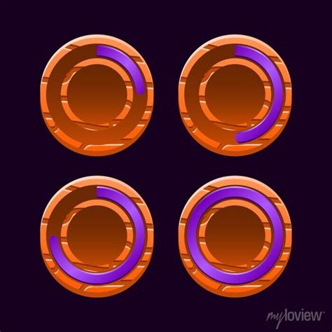 Set Of Funny Rounded Wooden Jelly Border Progress Bar Game Ui Pinturas Para A Parede • Quadros