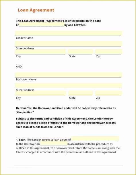 Free Mortgage Document Template Of Simple Loan Agreement Sample