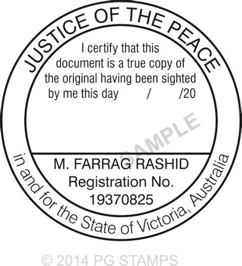 VIC JP Certifying Stamp PG STAMPS Buy Online Australian JP Stamps