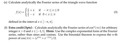 Solved E Calculate Analytically The Fourier Series Of The