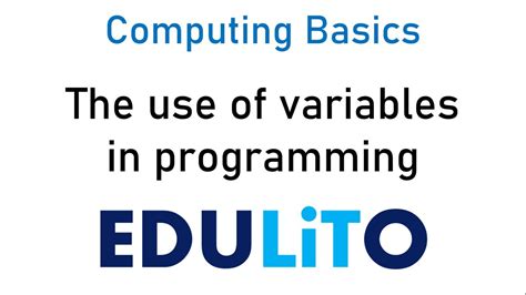 Computing Basics The Use Of Variables In Programming Youtube
