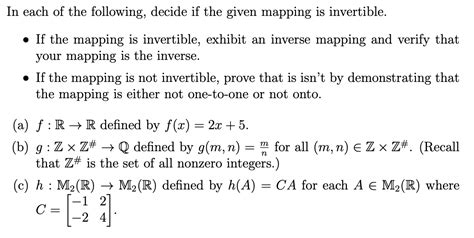 Solved In Each Of The Following Decide If The Given Mapping Chegg