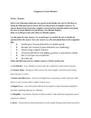 Assignment 4 Sexual Offenders Docx Assignment 4 Sexual Offenders Worth 30 Points Refer To