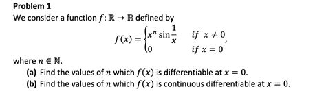 Solved Problem We consider a function 𝑓 ℝ ℝ defined Chegg