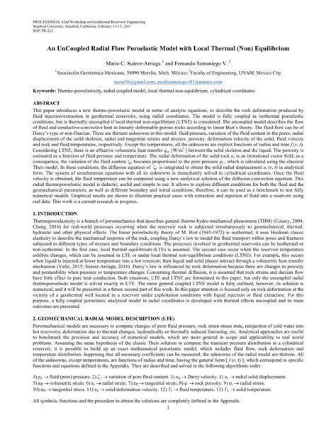 Pdf A Fully Coupled Radial Flow Poroelastic Model With Local · Pdf