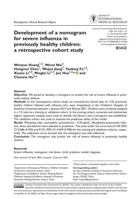 Pdf Development Of A Nomogram For Severe Influenza In Previously