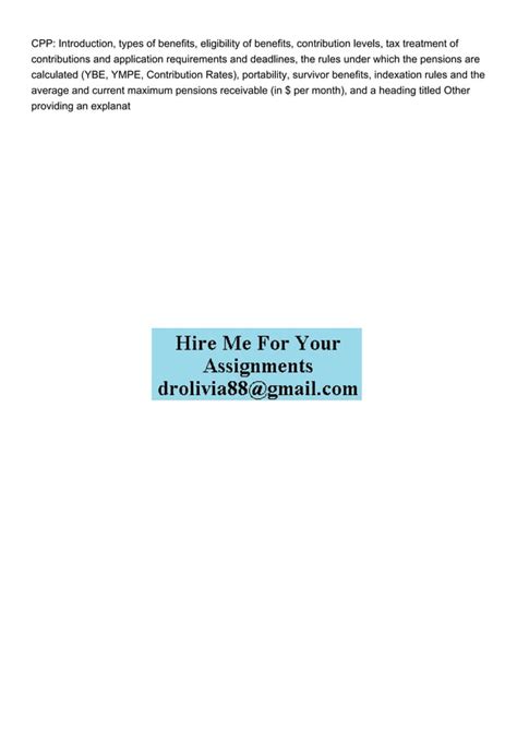 CPP Introduction Types Of Benefits Eligibility Of Benefit Pdf