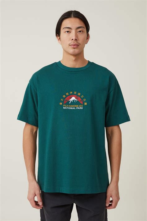 Heavy Weight Graphic T Shirt Evergreenmt Fuji Hiking Cotton On T