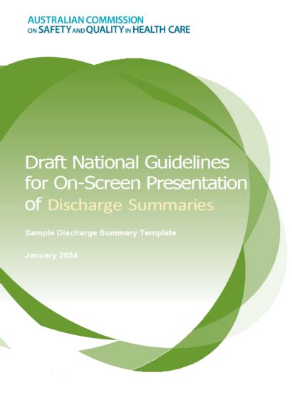Sample Discharge Summary Template Draft National Guidelines For On Screen Presentation Of