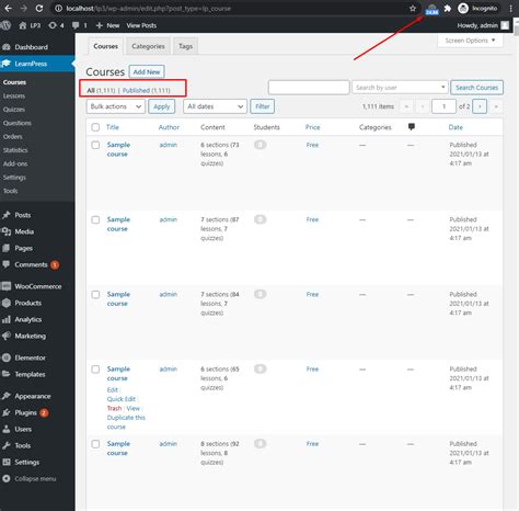 Optimize Database In Learnpress Version 3284