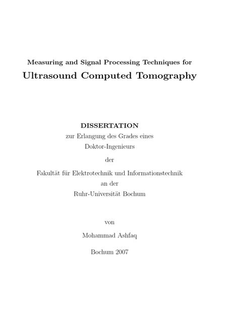 Measuring And Signal Processing Techniques For Ultrasound Computed