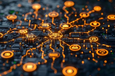 Futuristic Digital Circuit Network With Glowing Connectivity For Tech